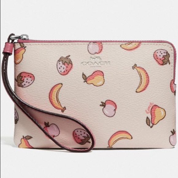 Coach | Bags | Coach Corner Zip Wristlet With Mixed Fruit Print | Poshmark